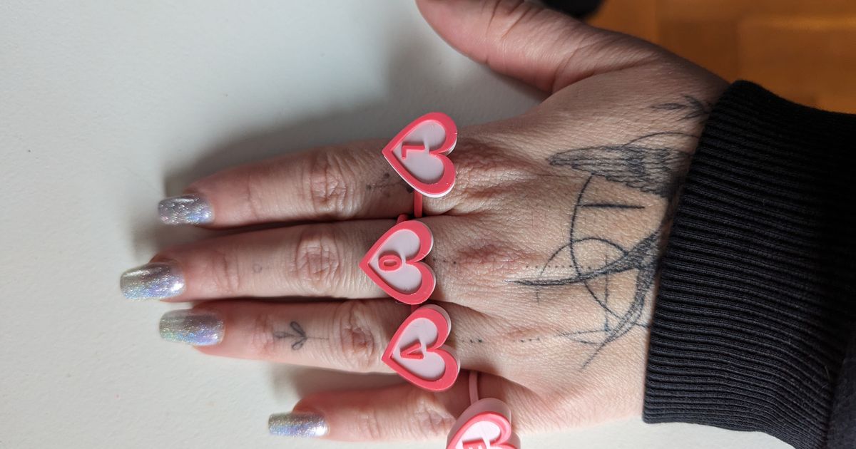 Alphabet Heart Rings - Quick Print! by Erika Heidi | Download free STL ...