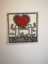 "Untitled" (1982), Keith Haring ( Valentine's Day card or to frame ) NO ...