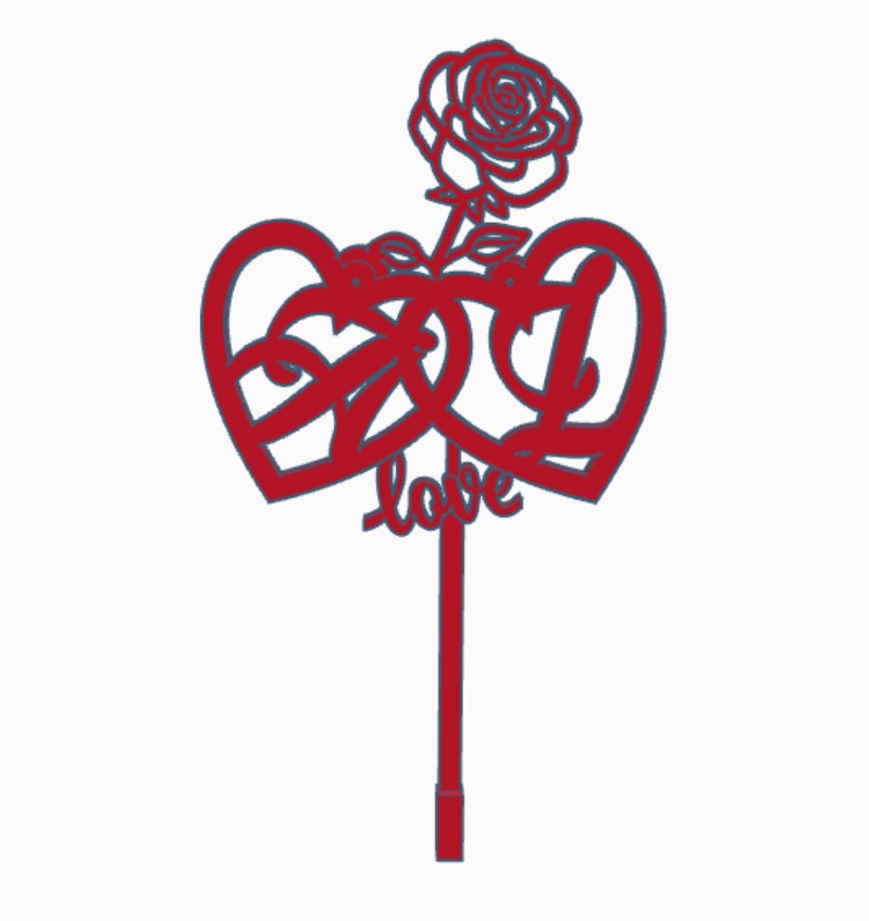 Intertwined Hearts with Initials, A Rose, and Love. All on a Stand. by ...