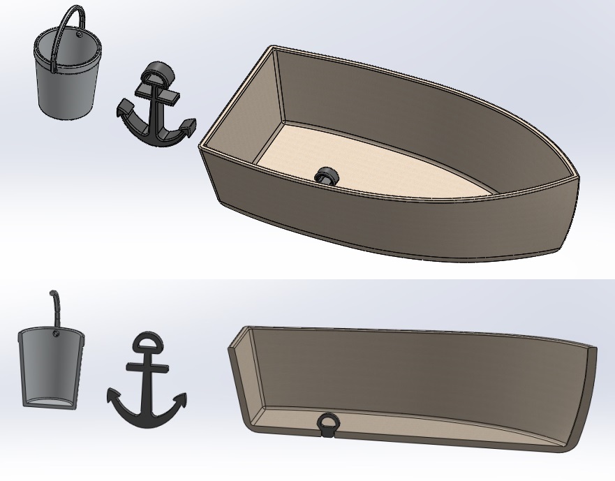 Save The Sinking Boat + Bucket & Anchor by jor2468 | Download free STL ...