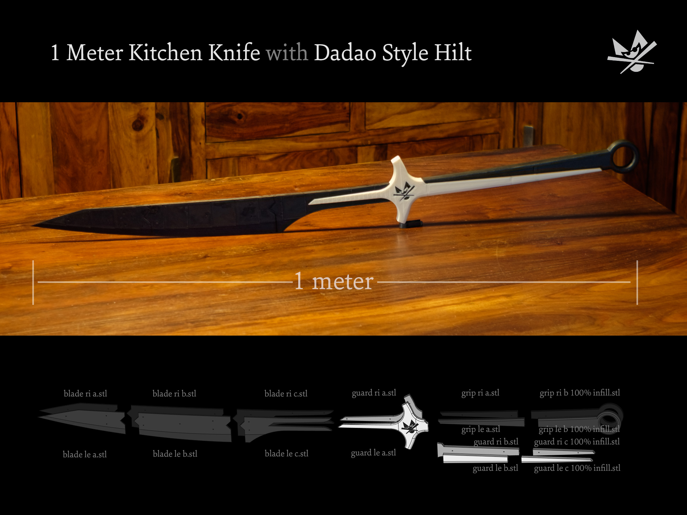 1 Meter Kitchen Knife with Dadao Style Hilt by Chopcat Suey | Download ...
