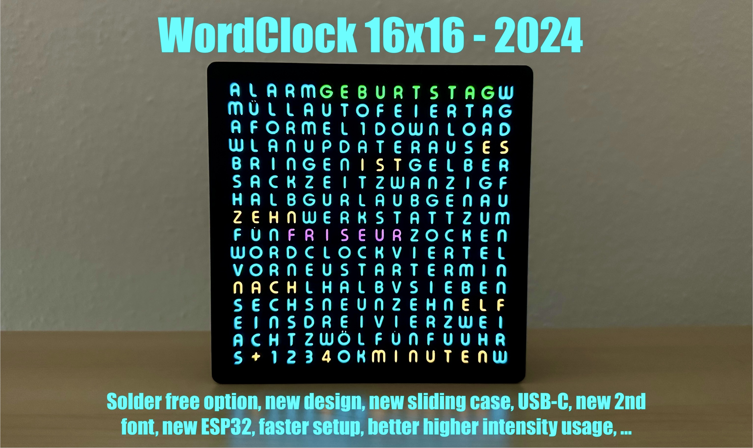 WordClock 16x16 - 2024 by AWSW | Download free STL model | Printables.com