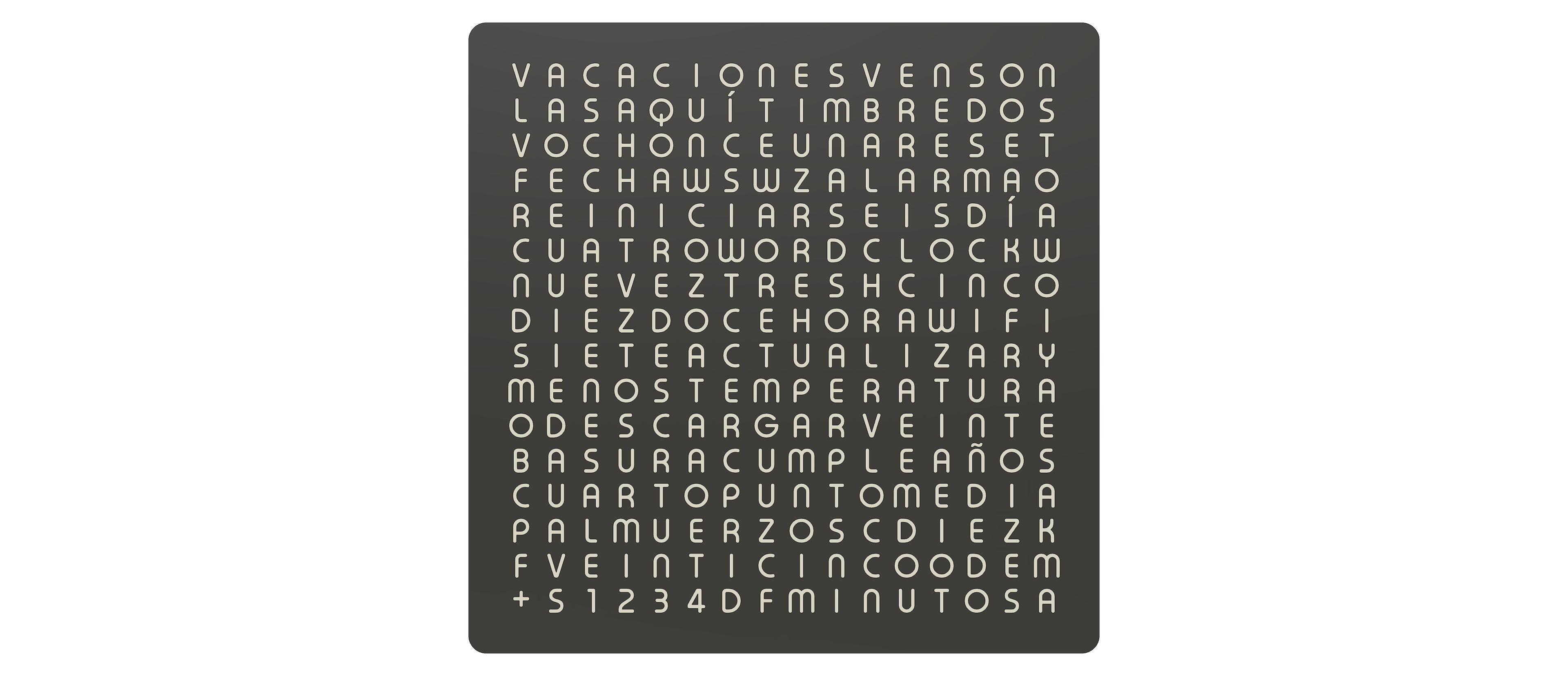 WordClock 16x16 - 2024 by AWSW | Download free STL model | Printables.com