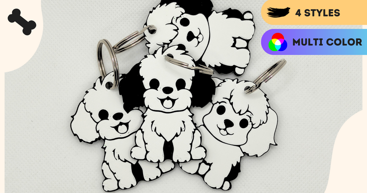 Cute Dog Keyring / Keychain set - 15min print by wafflecart | Download ...