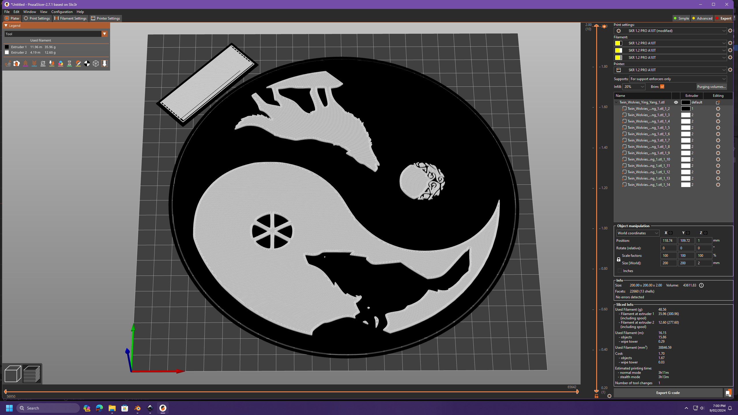 Twin Wolves Yin Yang by Clod Stomper Productions | Download free STL ...