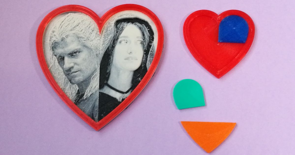 Heart model cutter & frame tool - customizable OpenSCAD, HueForge ...