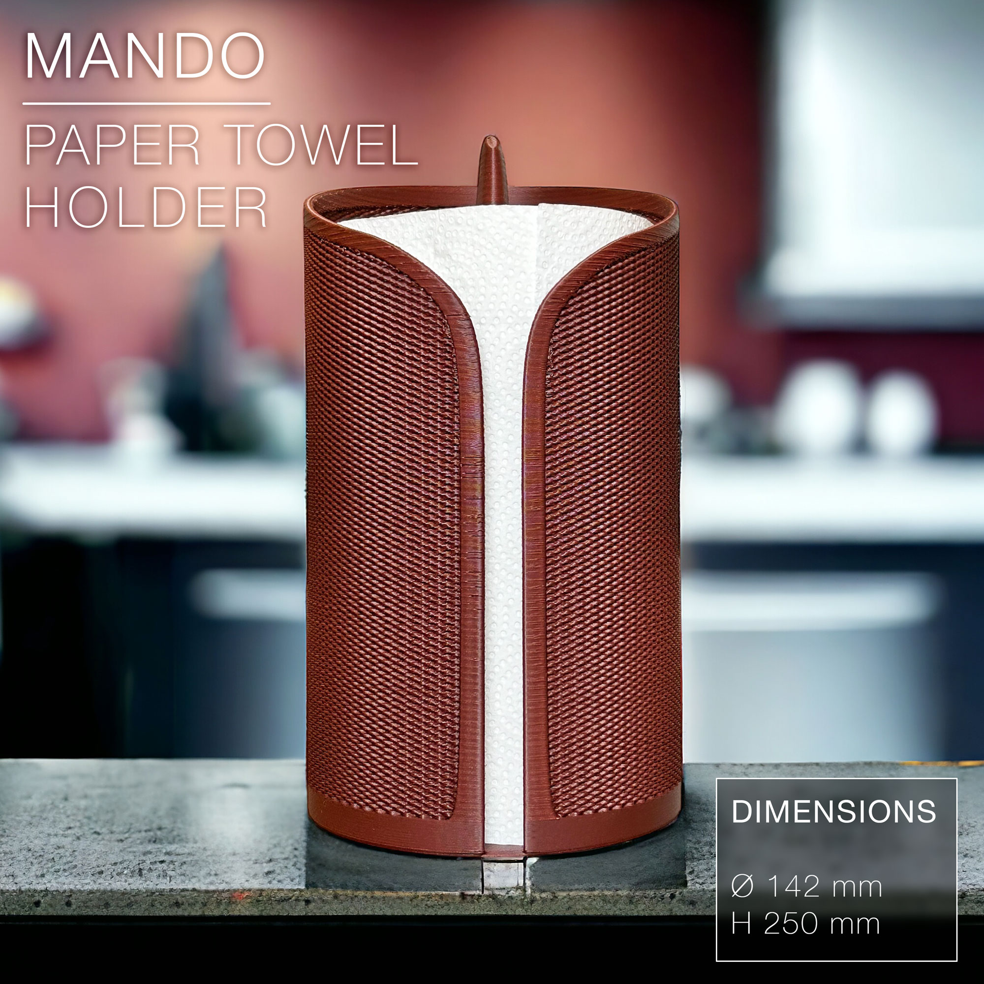 MANDO | paper towel roll holder by Charles Regaud | Printables Store