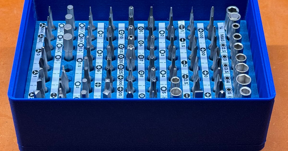 Gridfinity Labeled 4mm Bit Holder (90 pieces) by Noodlecraft | Download ...