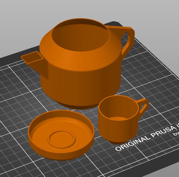 Three-piece tea set - no supports, print in place by PanzerDesign ...