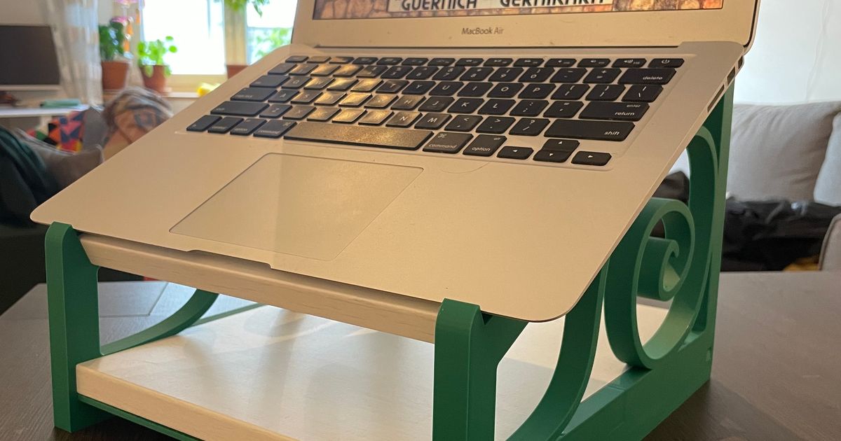 Laptop Stand with Shelf by YoChoi | Download free STL model ...