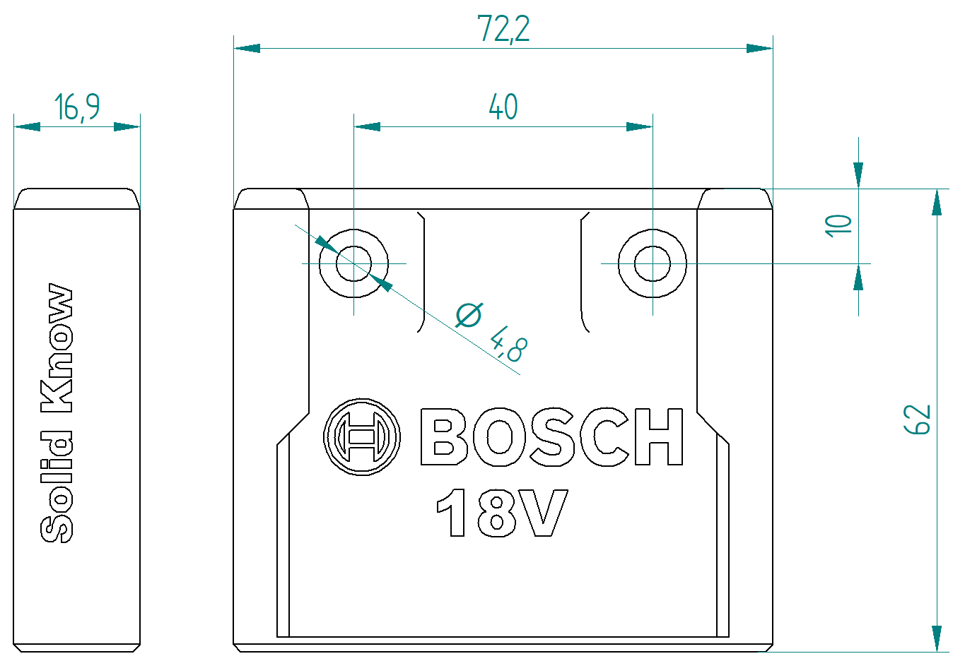 Bosch Professional 18V Batteryholder Long by SolidKnow | Download free ...
