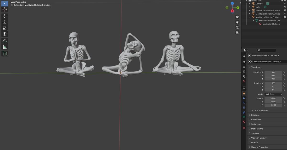 Three Skeletons Doing Yoga by LaurentG | Download free STL model ...