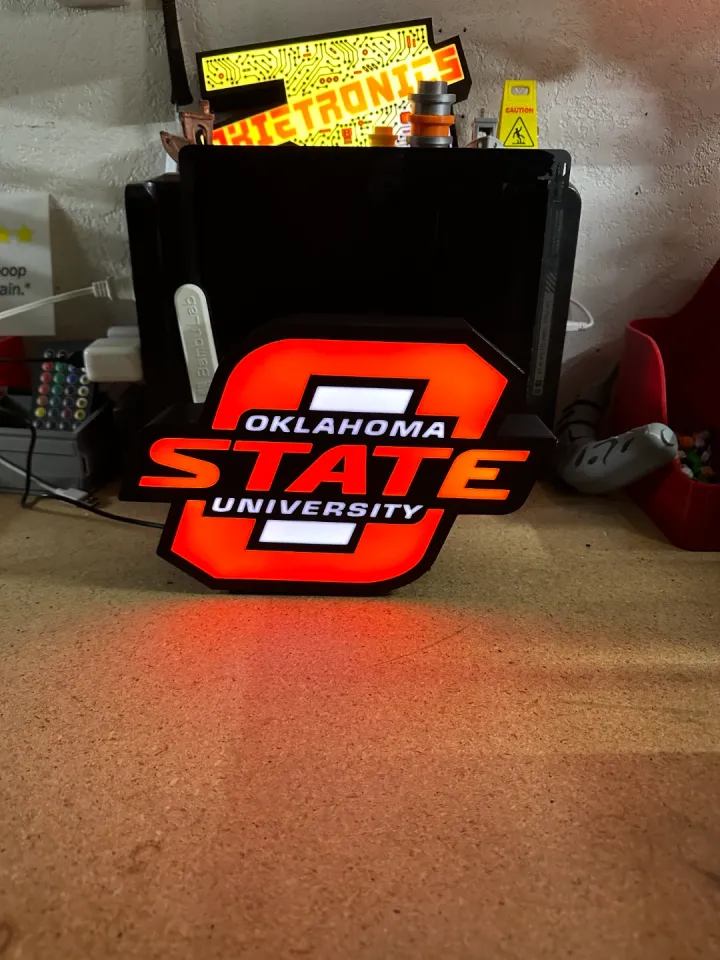 OSU Oklahoma State LED LightBox by Okietronics | Download free STL ...
