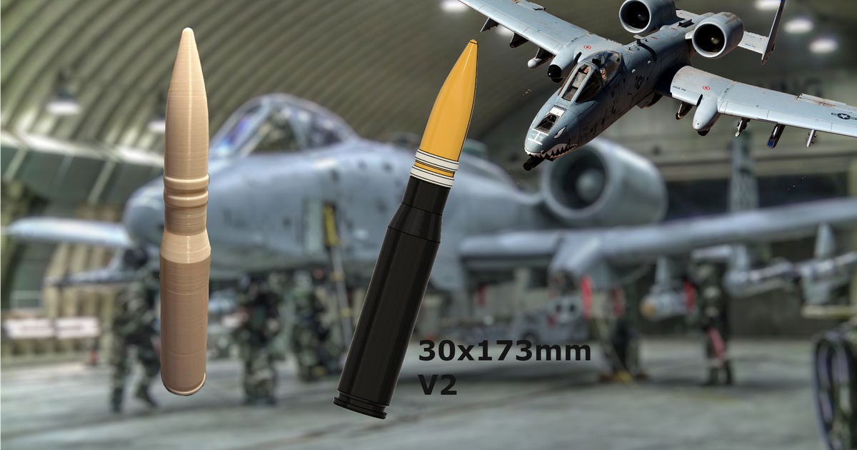 30x173mm A-10 Bullet Container V2 1:1 Scale by Loop | Download free STL ...