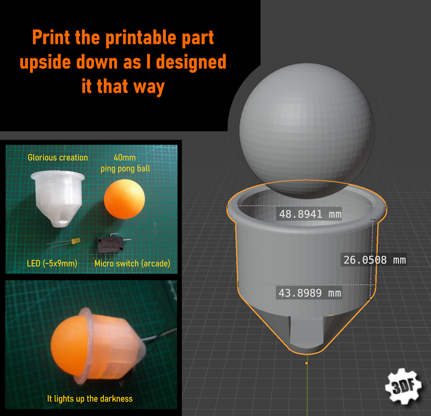 Ping Pong Ball Arcade Push Button by 3DFreeman | Download free STL ...