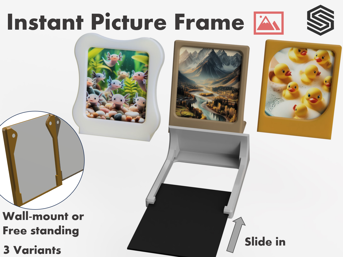 Photo Stands for Instant pictures (Wall-mount or Standing) - 3 designs ...