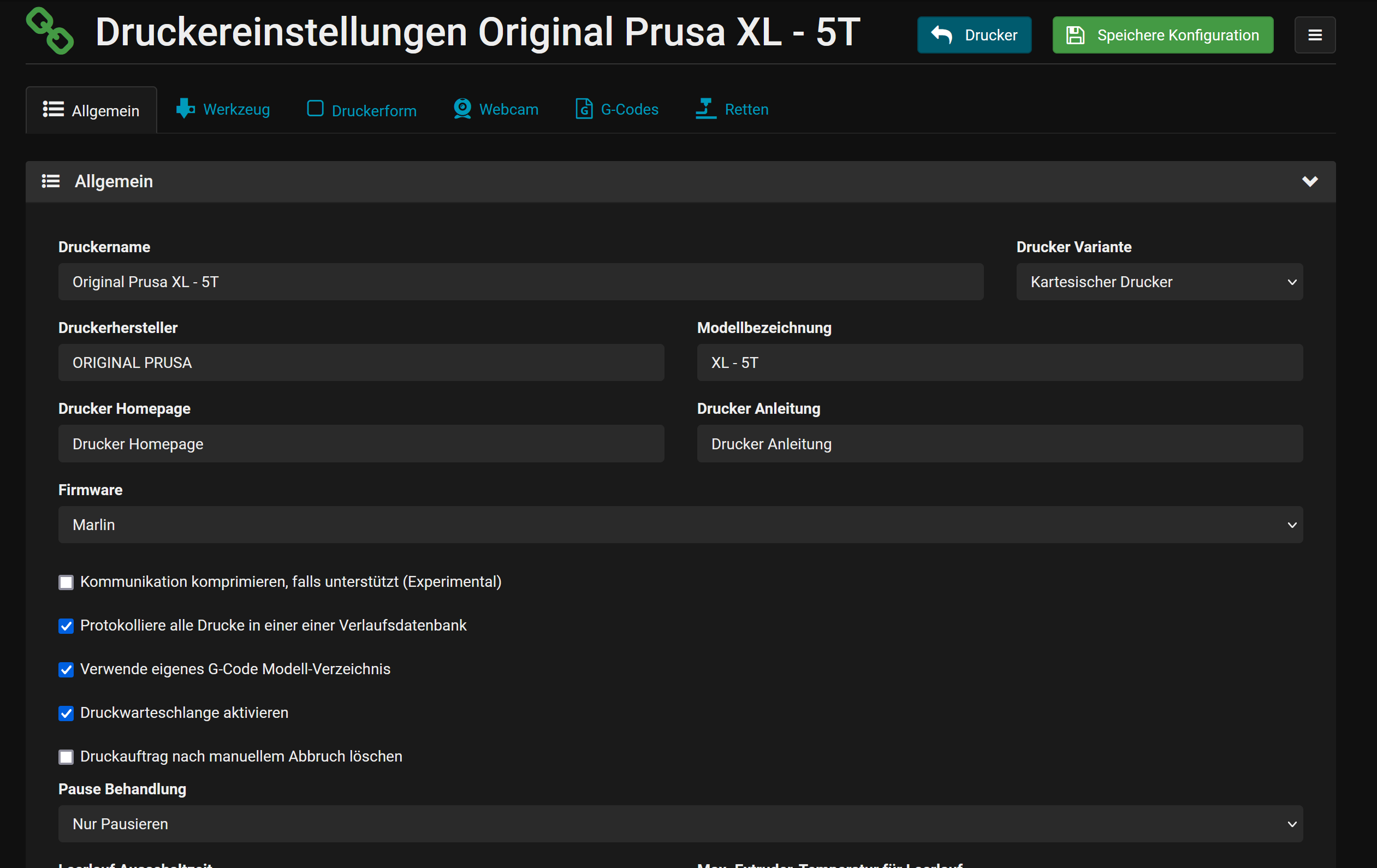 PRUSA XL - 5T RepetierServer Configuration par per-form-3d ...
