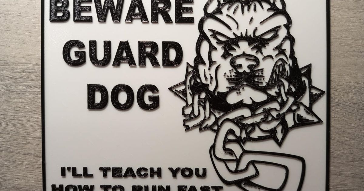Beware of the dog + sign without text by DimOn | Download free STL ...