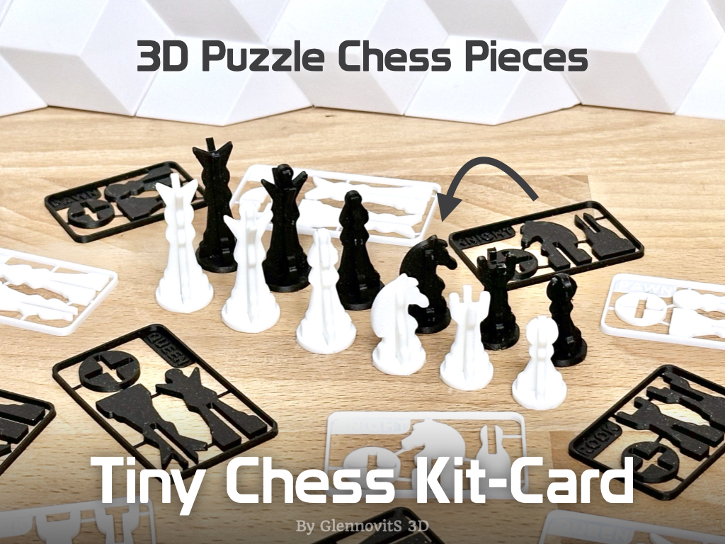 Tiny Chess Kit-Card (compact and modern 3D puzzle set) by GlennovitS 3D ...
