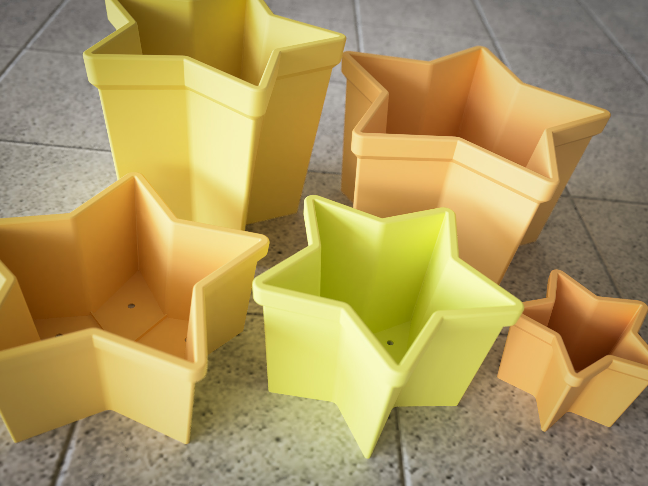 Star Shaped Flower Pot in Various Sizes by Metikumi | Download free STL ...