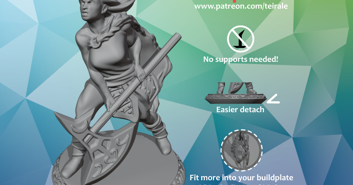Barbarian - Female - No supports needed by Teirale | Download free STL ...