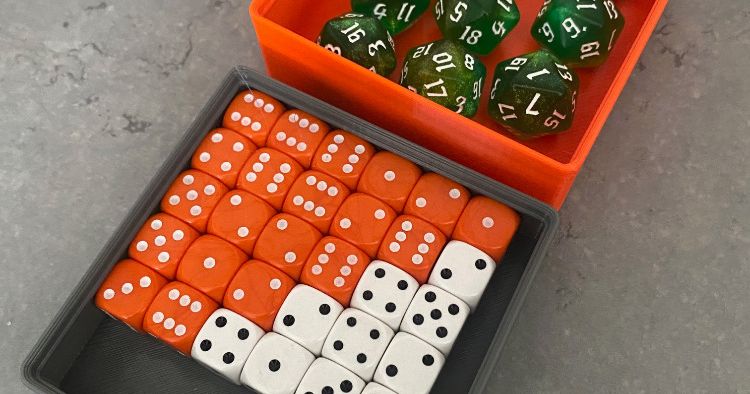 Gridfinity Dice tray 2x2 - 12mm & D20 Dice by edcdadstuff | Download ...