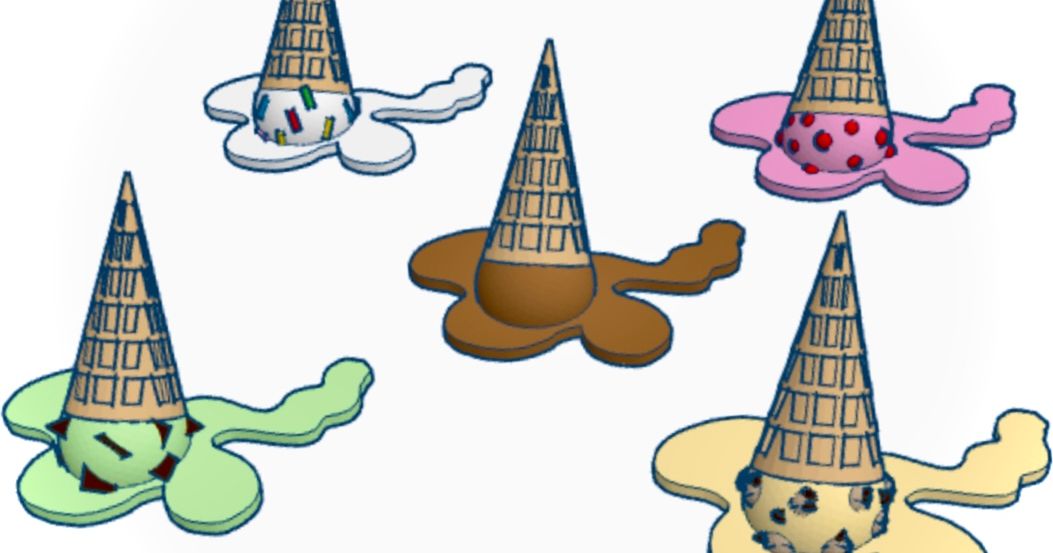 Mini Melted Ice Cream Set by Craftnado | Download free STL model ...