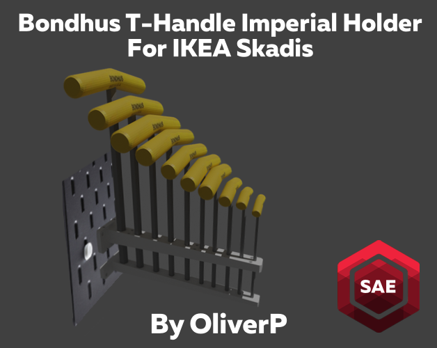 Bondhus T-Handle Hex Key SAE IKEA Skadis Holder by OliverP | Download ...
