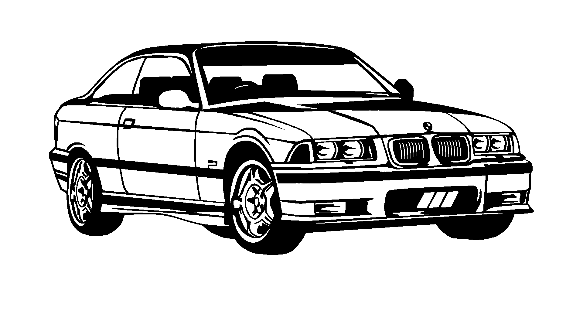 Bmw e36 2d wallart, silhouette by The Maker Chemists | Printables Store