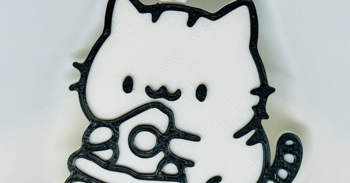 Cat Eating Pizza Keychain by Nolan3D | Download free STL model ...