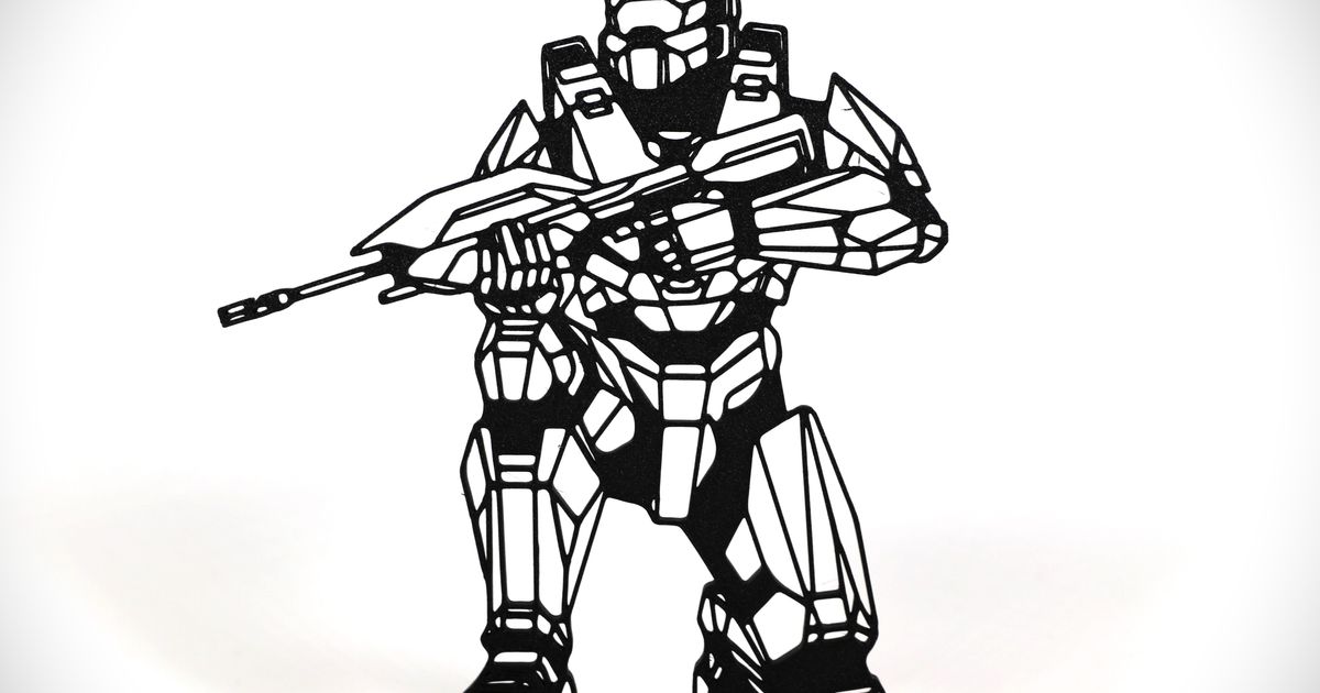 Line Art Master Chief by PhaseworksCA | Printables Store
