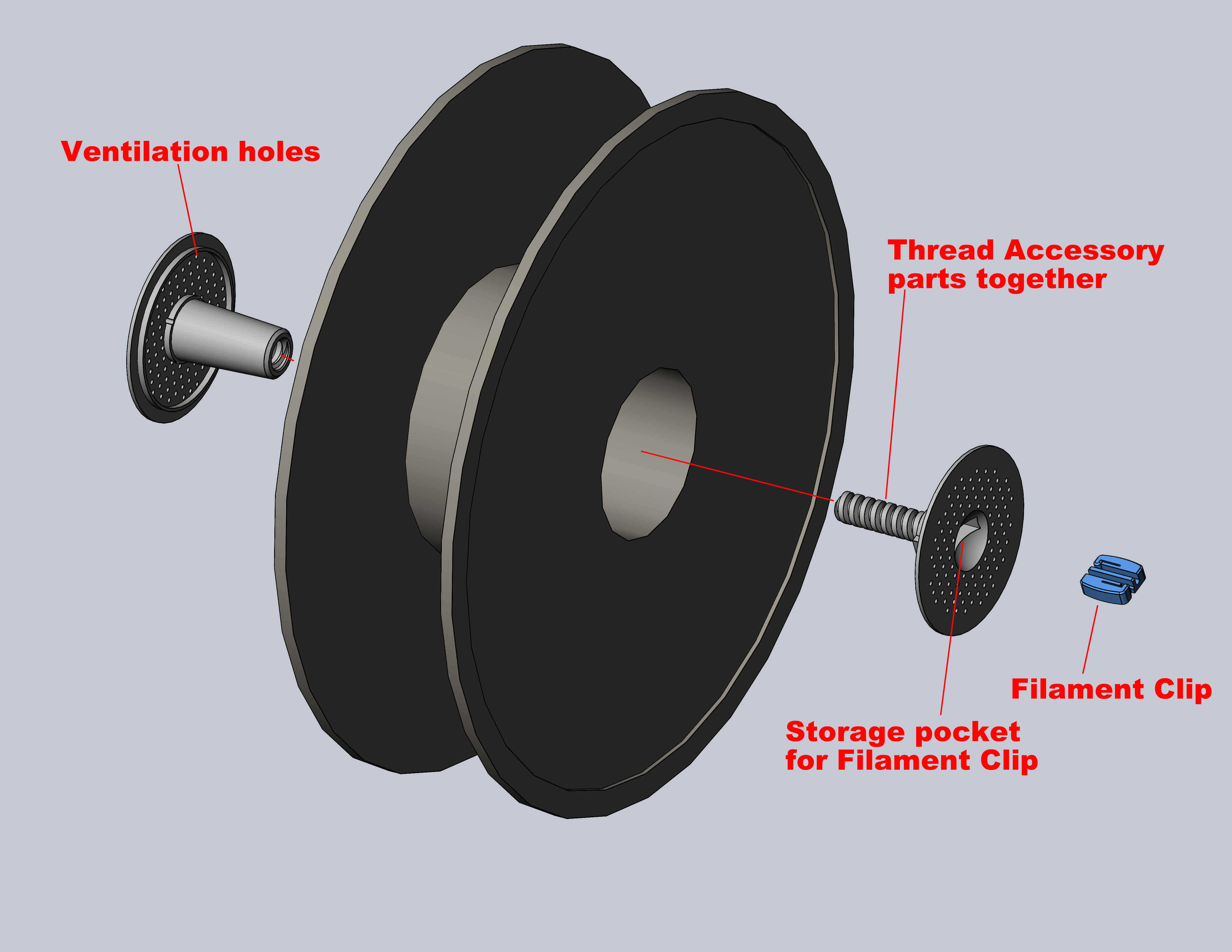 Spool Accessory with Desiccant and Filament Clip pockets by Reamo ...