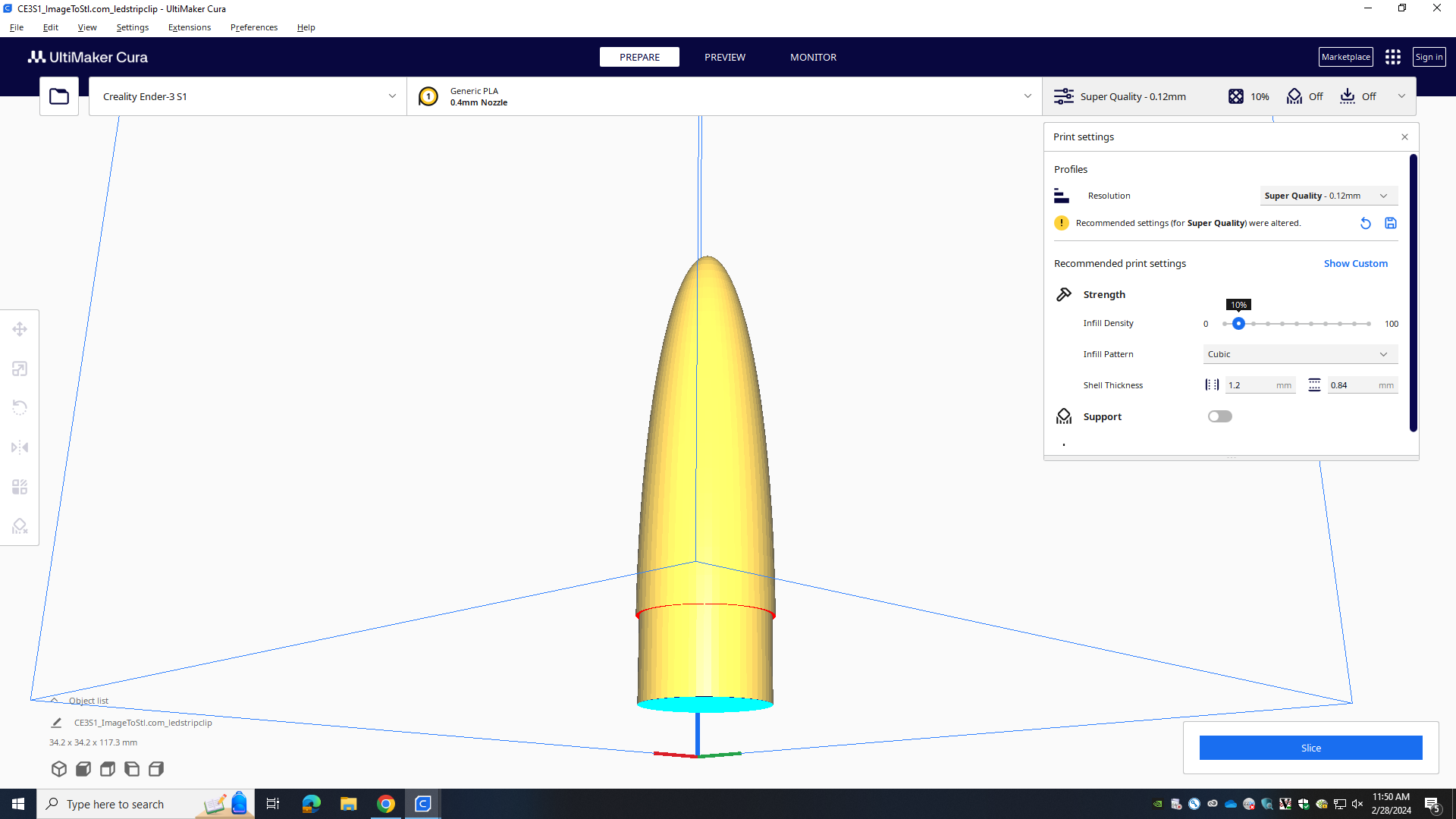 Elliptical version of Estes PNC-55D Nosecone for Strike Fighter Rocket ...