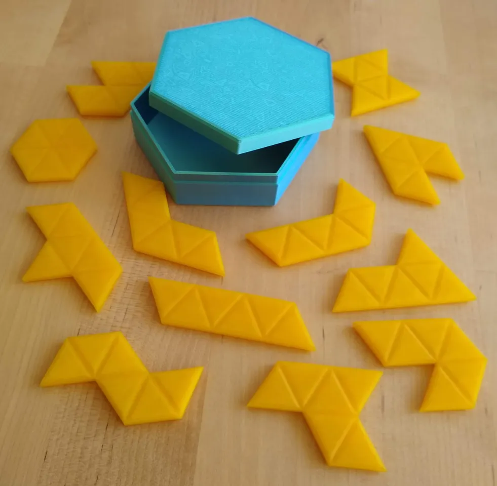 Hexiamond Puzzle Challenge Trays and Piece Case by Yxaj | Download free STL model | Printables.com