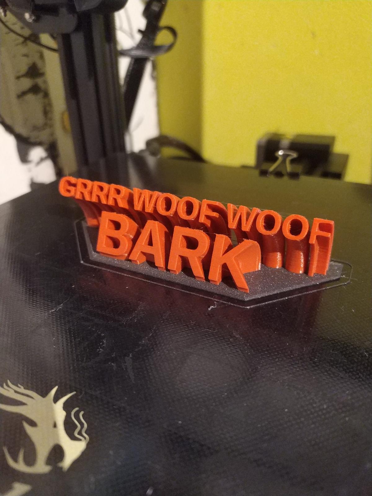Grr Woof Woof Bark angled text by waffelo | Download free STL model ...