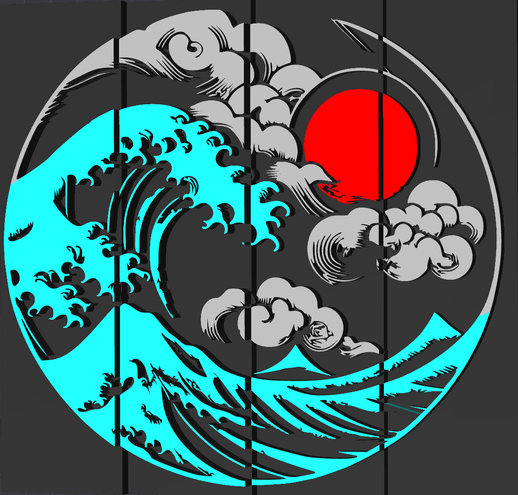 Giant Japanese Wave Split Art by Doctaylor | Download free STL model ...