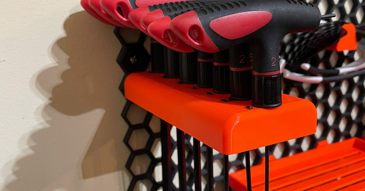 Honeycomb Storage Wall T-Handle Holder by Trimetric | Download free STL ...