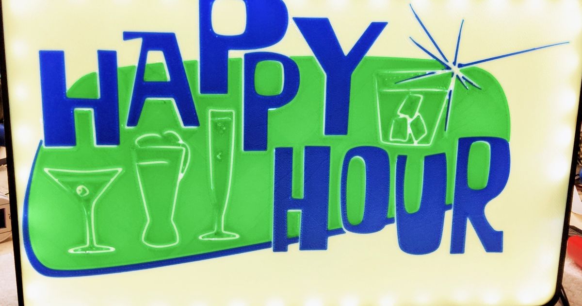 happy hour lightbox sign by Rananna | Download free STL model ...