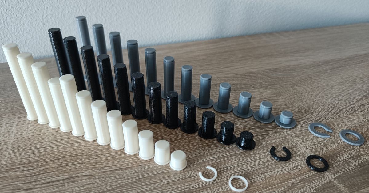 Set of simple pins and matching retaining rings by Kehet | Download ...