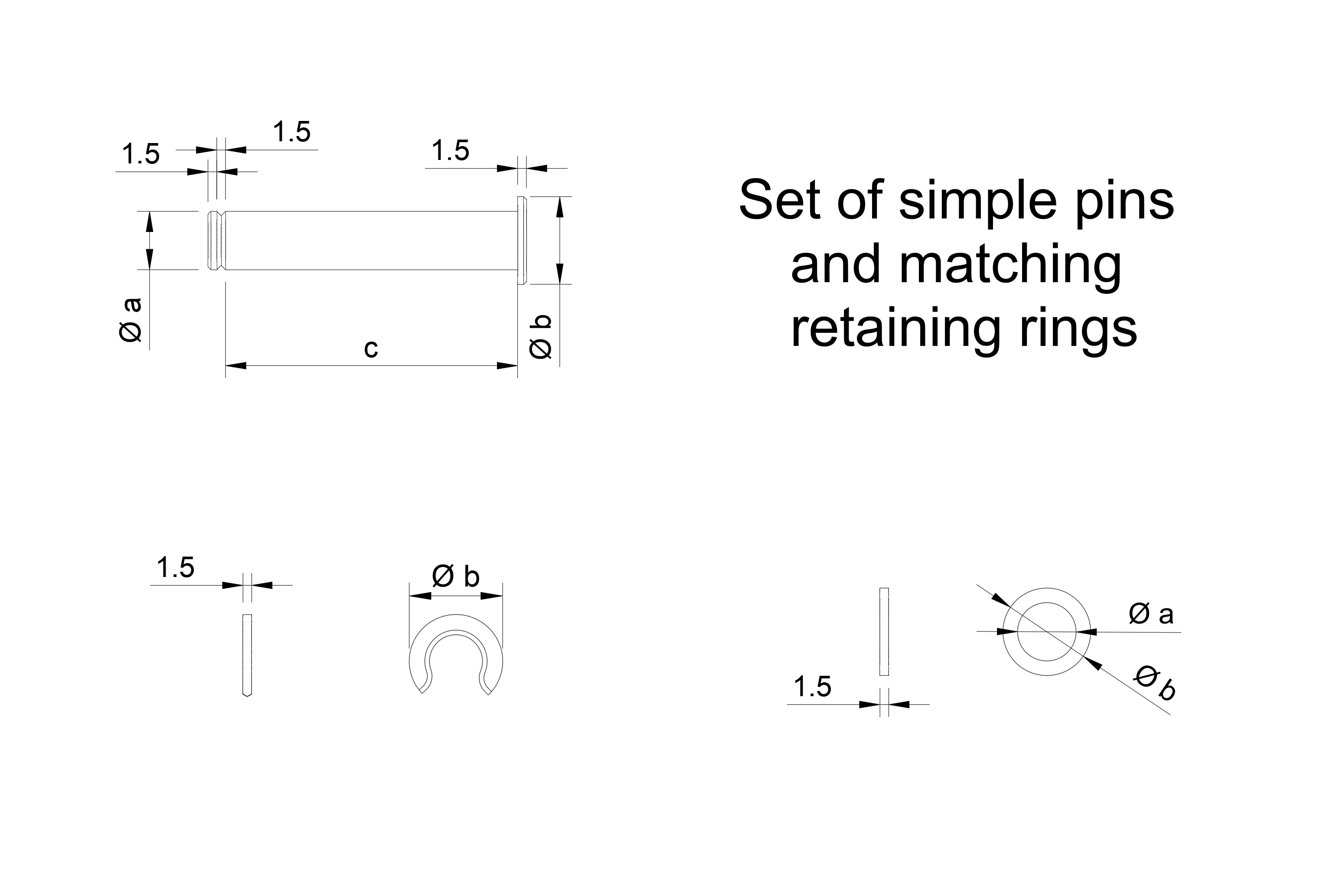 Set of simple pins and matching retaining rings by Kehet | Download ...