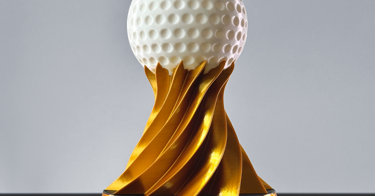 Golf trophy with crown - Bambu AMS multicolor, add your own text! by ...