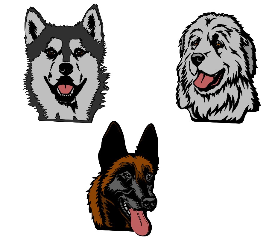 Placa 2D de perros - Husky - Great Pyrenees - Belgian Malinois by ...