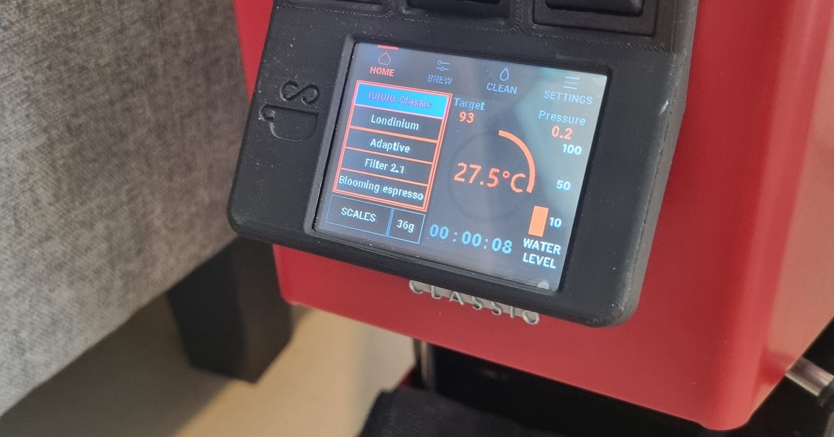 Gaggiuino Front Mount Angled 2.8" Screen - Adjusted Screen Position w ...