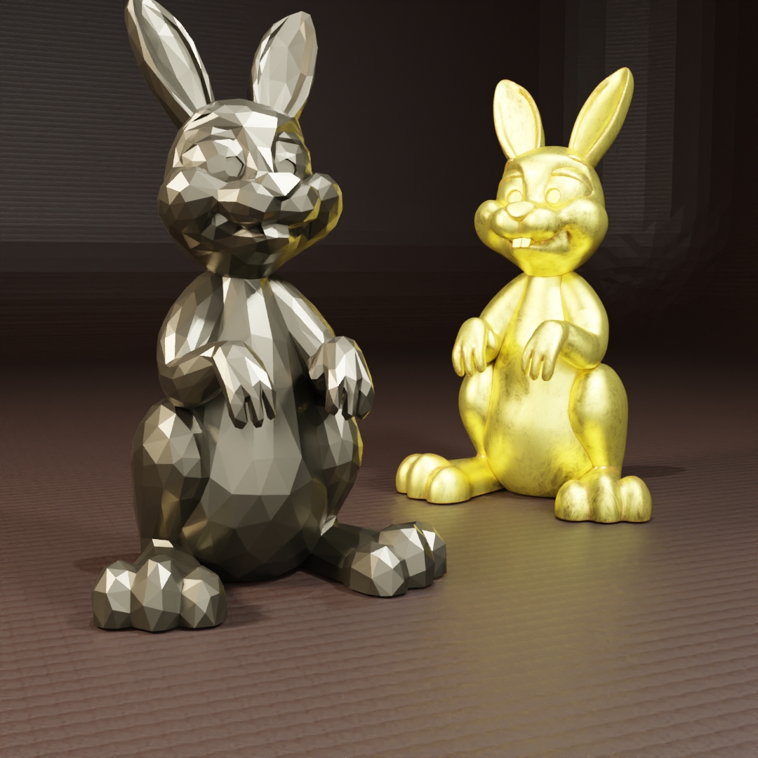 Cartoon Easter Bunny Low Poly and One-Piece Version by Maker81 ...
