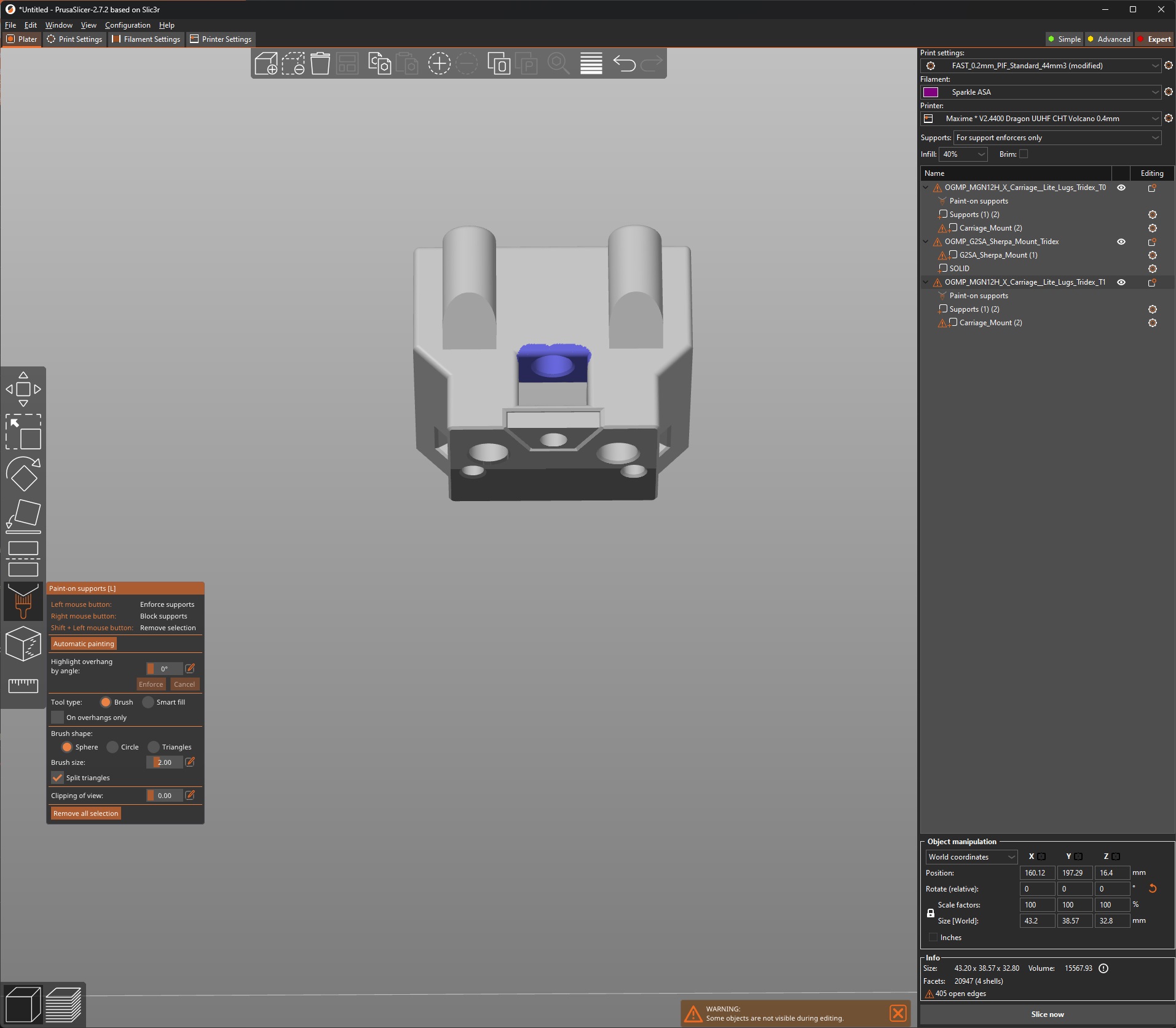 Tridex X Carriages for T0 and T1 and Extruder Mount by OldGuyMeltsPlastic | Download free STL ...