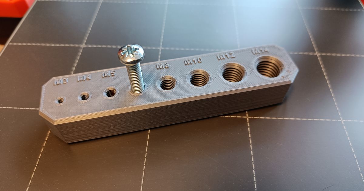 Metric thread testblock M3-M14 by Etiolate | Download free STL model ...