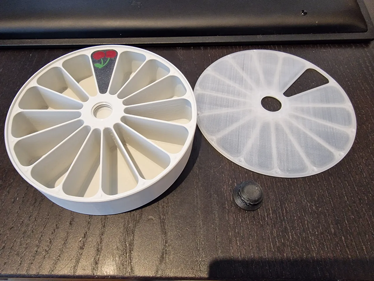 Circular pill box for 14 days, with screw on lid and secret compartment ...