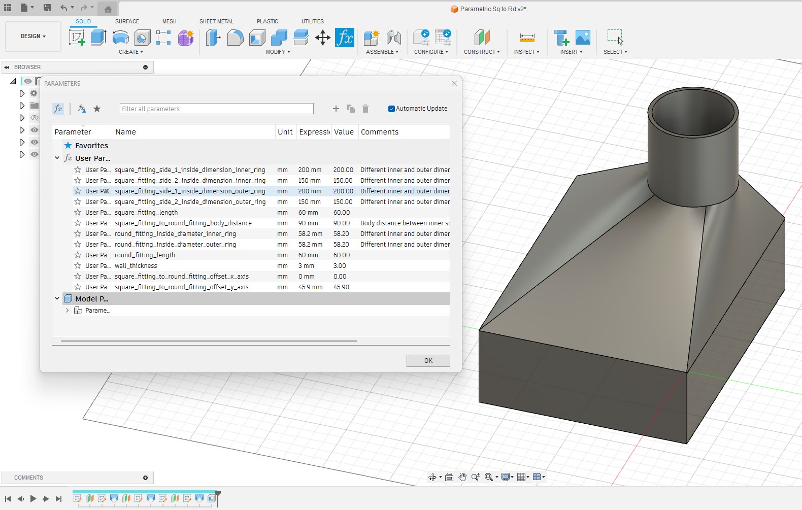 Rectangular to Circular Adapter Model (Parametric) por Scott711 ...