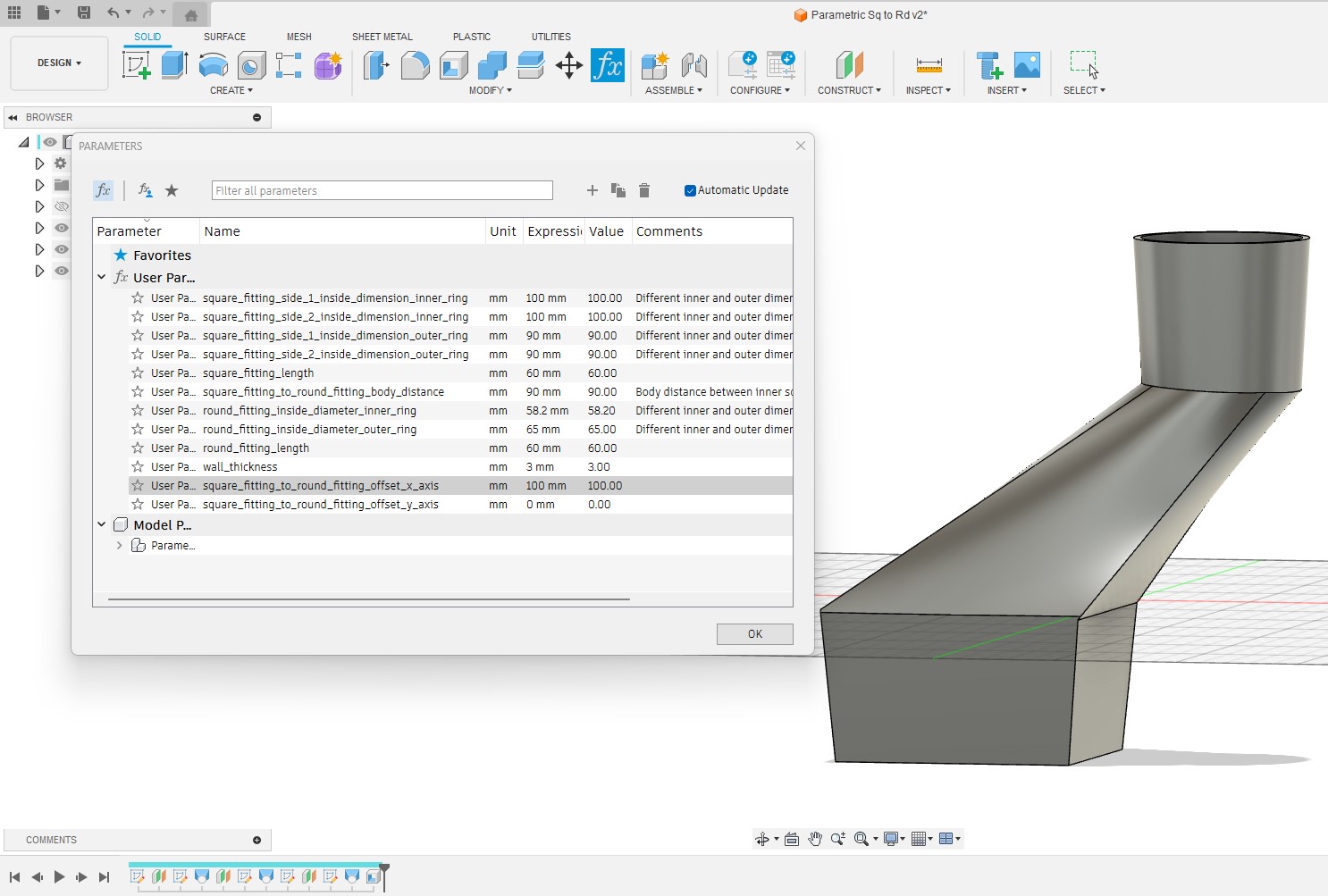Rectangular to Circular Adapter Model (Parametric) por Scott711 ...
