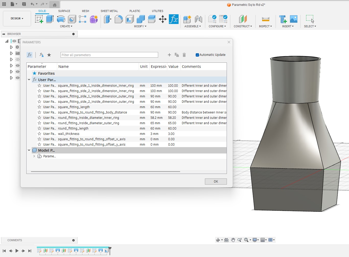 Rectangular to Circular Adapter Model (Parametric) por Scott711 ...
